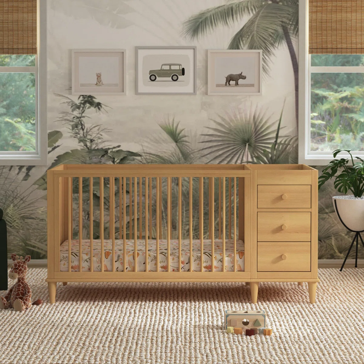 Marley Baby Crib with Storage – Natural Wood | Furniture Ideal